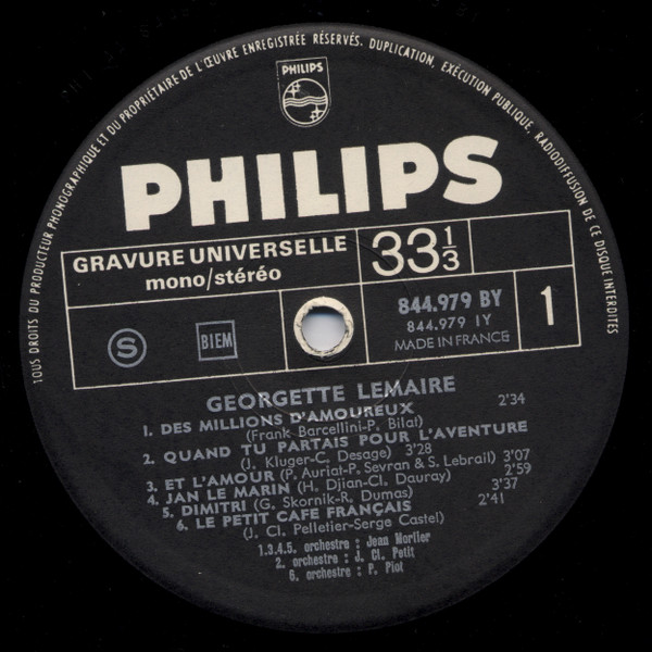 Georgette Lemaire – Des Millions D’amoureux (LP, Album) – akerrecords.nl