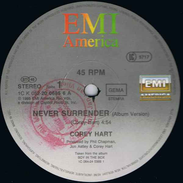 Corey Hart – Never Surrender (12″, Maxi) – akerrecords.nl