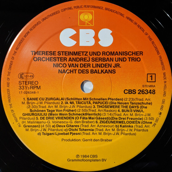 Thérèse Steinmetz, Orchestra Andrei Serban Und Trio Nico van Der Linden ...