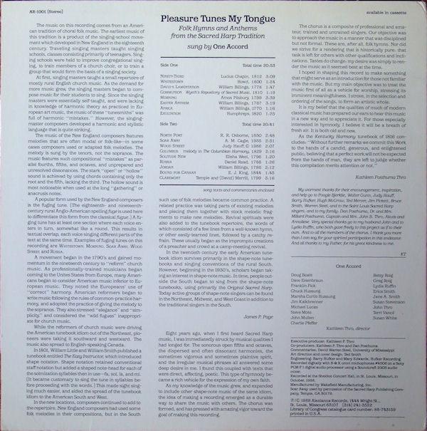 One Accord (3) – Pleasure Tunes My Tongue (Folk Hymns And Anthems From ...