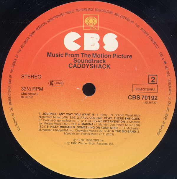 Various – Caddyshack – Music From The Motion Picture Soundtrack (LP ...