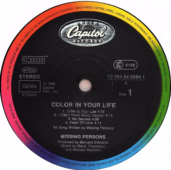 Missing Persons – Color In Your Life (LP, Album) – akerrecords.nl