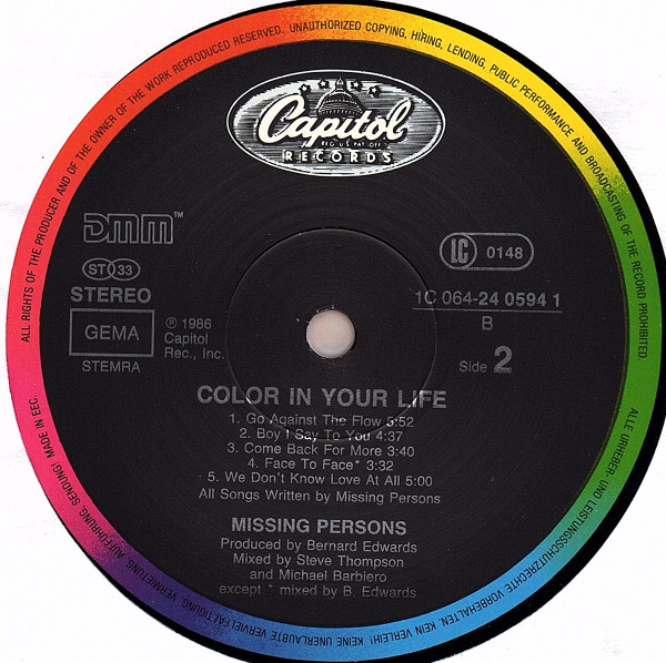 Missing Persons – Color In Your Life (LP, Album) – akerrecords.nl
