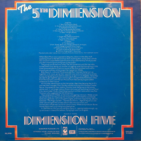The Fifth Dimension – Dimension Five (LP, Comp, RE) – akerrecords.nl
