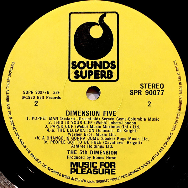 The Fifth Dimension – Dimension Five (LP, Comp, RE) – akerrecords.nl