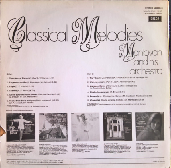 Mantovani And His Orchestra – Classical Melodies (LP, Comp ...