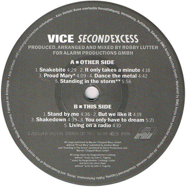 Vice (6) – Second Excess (LP, Album) – akerrecords.nl