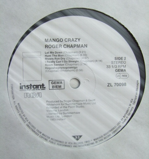 Roger Chapman – Mango Crazy (LP, Album, RE) – akerrecords.nl