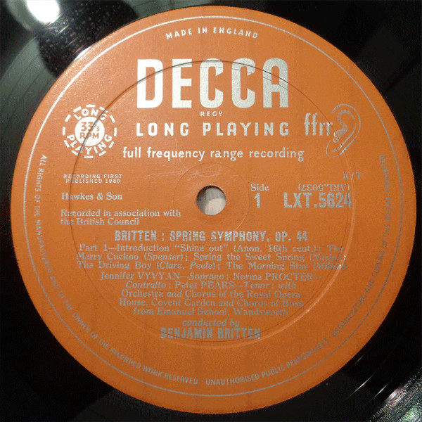Benjamin Britten, Jennifer Vyvyan, Norma Procter, Peter Pears, Chorus ...