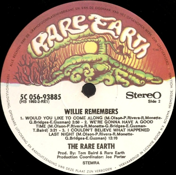 Rare Earth – Willie Remembers (LP, Album) – akerrecords.nl
