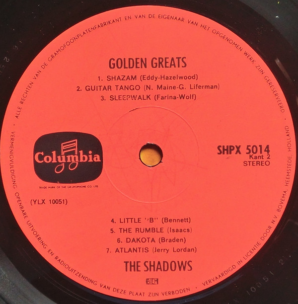 The Shadows – Golden Greats (LP, Comp, Red) – akerrecords.nl