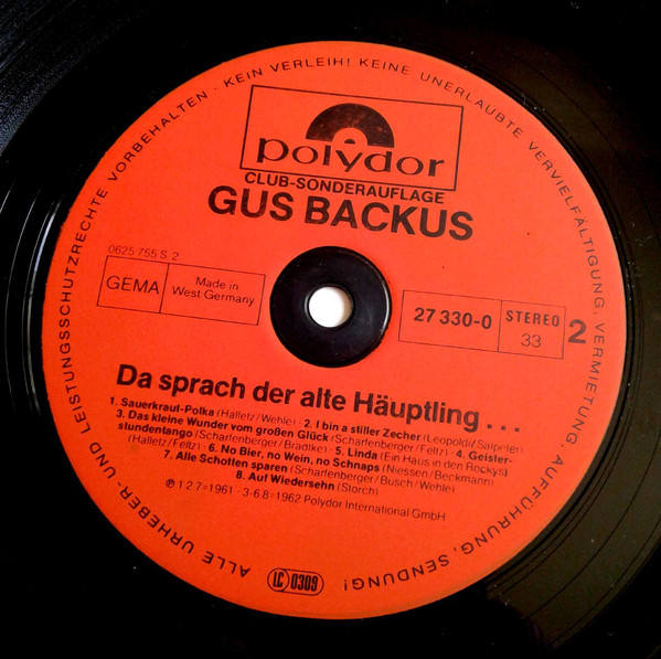 Gus Backus – Da Sprach Der Alte Häuptling… (LP, Comp, Club ...