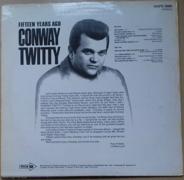Conway Twitty – Fifteen Years Ago (LP, Album) – akerrecords.nl