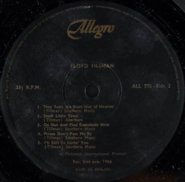 Floyd Tillman – Floyd Tillman (LP, Album) – akerrecords.nl