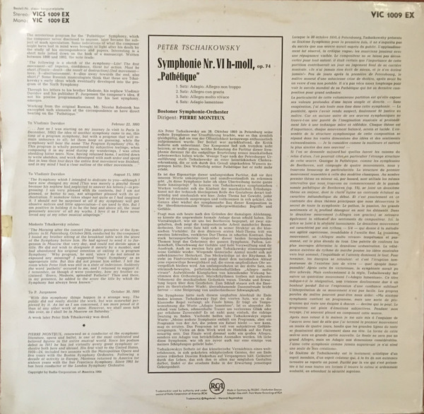 Pyotr Ilyich Tchaikovsky – Pierre Monteux / Boston Symphony Orchestra ...
