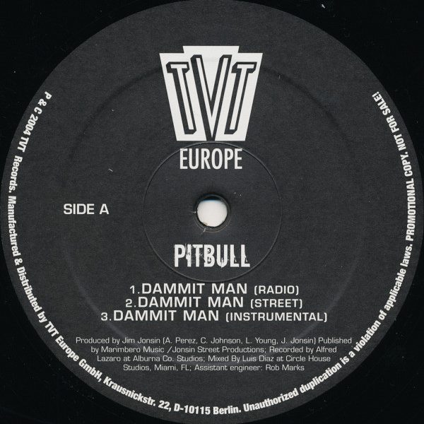 Pitbull – Dammit Man / Back Up (12″, Promo) – akerrecords.nl
