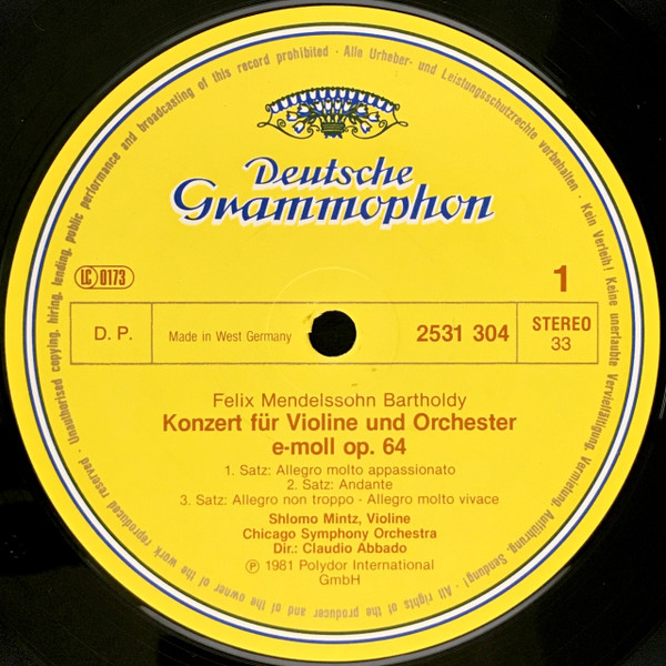 Felix Mendelssohn-Bartholdy · Max Bruch, Shlomo Mintz, Claudio Abbado · Chicago Symphony ...
