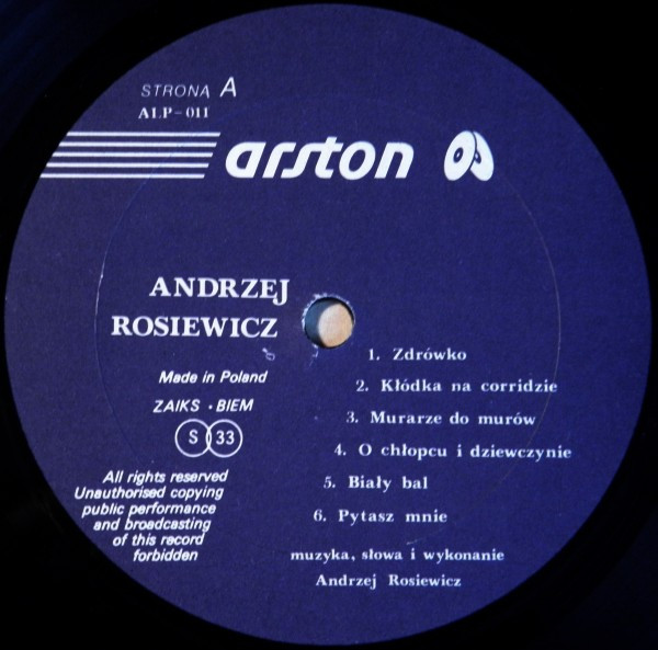 Andrzej Rosiewicz – Andrzej Rosiewicz (LP, Album) – akerrecords.nl