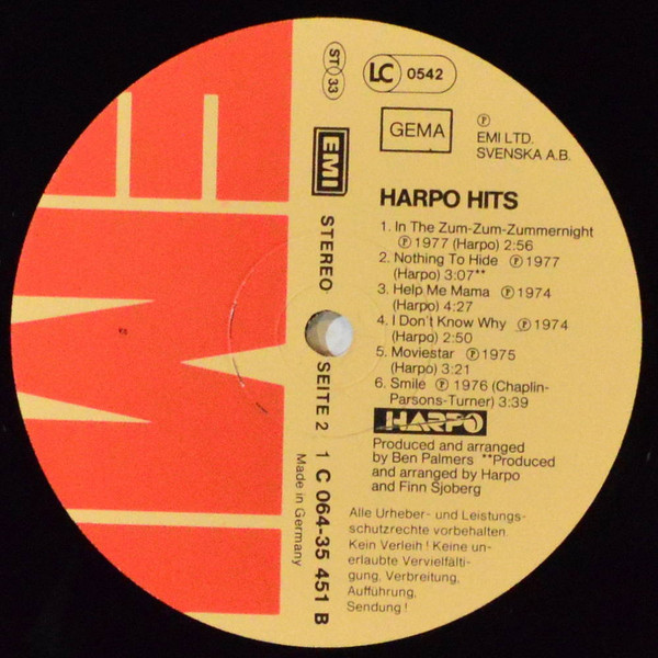 Harpo – Harpo Hits! (LP, Comp) – akerrecords.nl