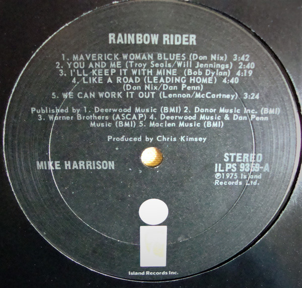 Mike Harrison (2) – Rainbow Rider (LP, Album) – akerrecords.nl