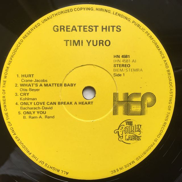 Timi Yuro – Greatest Hits (LP, Comp) – akerrecords.nl