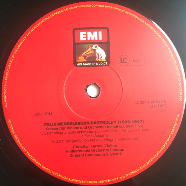 Max Bruch & Felix Mendelssohn-Bartholdy, Christian Ferras, Philharmonia ...