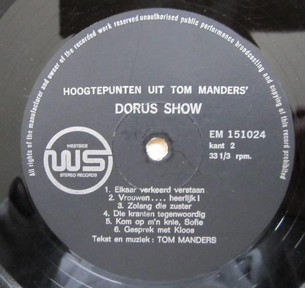 Dorus – Hoogtepunten Uit Tom Manders’ Dorus Show (LP, Album ...