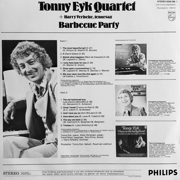 Tonny Eyk Quartet + Harry Verbeke – Barbecue Party (LP, Album ...
