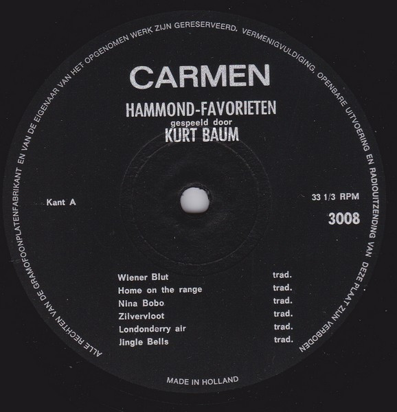Kurt Baum (2) – Hammond Favorieten (LP, Album) – akerrecords.nl