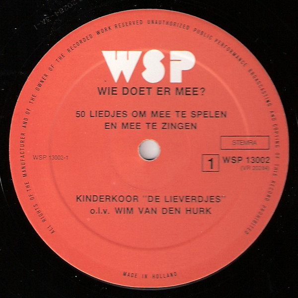 Kinderkoor De Lieverdjes o.l.v. Wim van den Hurk – 50 Kinderliedjes (LP ...