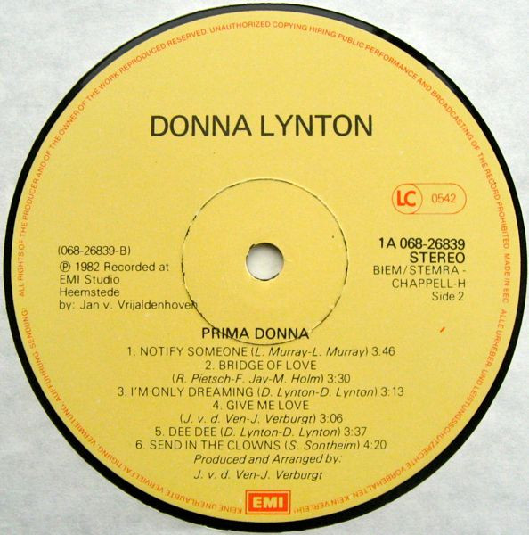 Donna Lynton – Prima Donna (LP, Album) – akerrecords.nl