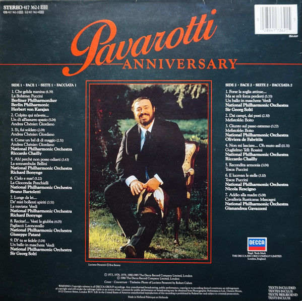 Pavarotti* – Anniversary (LP, Comp) – akerrecords.nl