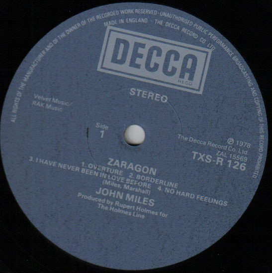 John Miles – Zaragon (LP, Album) – akerrecords.nl