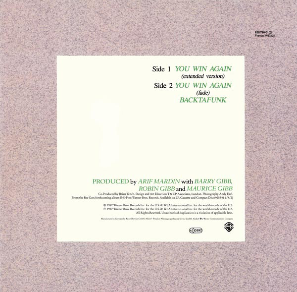 Bee Gees – You Win Again (12″, Single) – akerrecords.nl