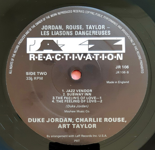 Duke Jordan, Charlie Rouse, Art Taylor – Les Liaisons Dangereuses (LP ...