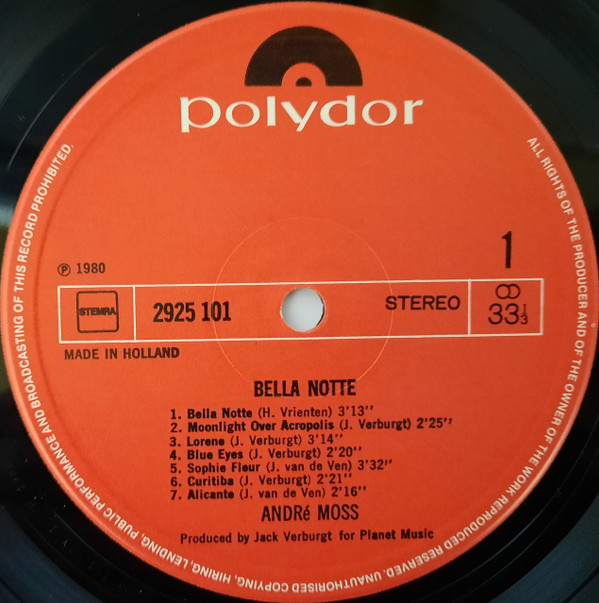 André Moss – Bella Notte (LP, Album) – akerrecords.nl