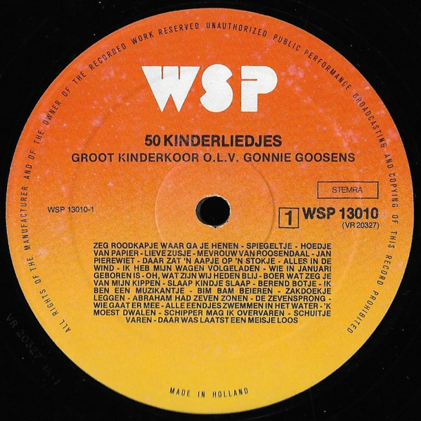 De Zonnepitten O.L.V. Gonnie Goossens – 50 Kinderliedjes (LP ...