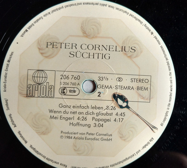 Peter Cornelius – Süchtig (LP, Album, Gat) – akerrecords.nl