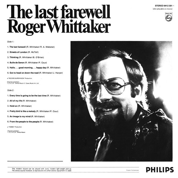 Roger Whittaker – The Last Farewell (LP, Album) – akerrecords.nl