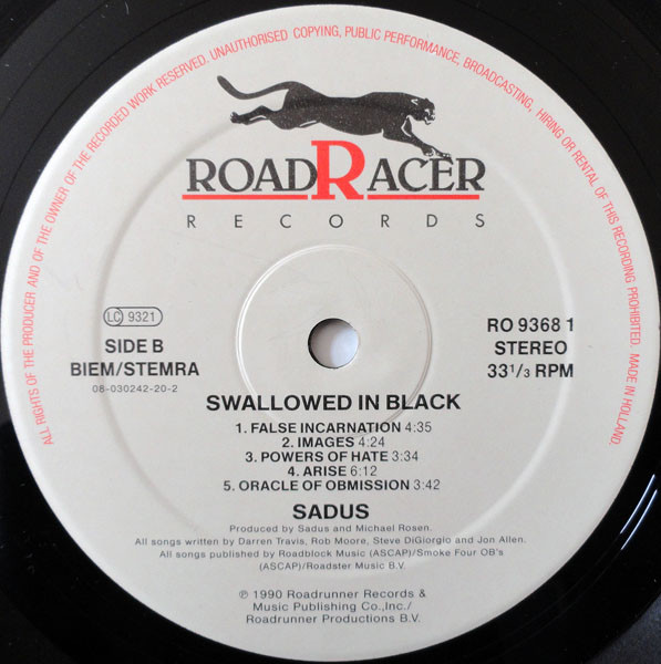 Sadus - Swallowed In Black (LP, Album) - akerrecords.nl