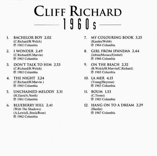 Cliff Richard – 1960s (CD, Comp) – akerrecords.nl