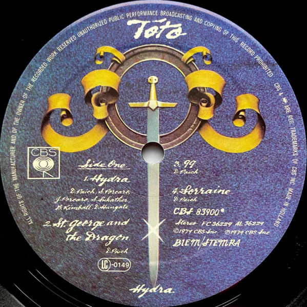 Toto – Hydra (LP, Album, Gat) – akerrecords.nl