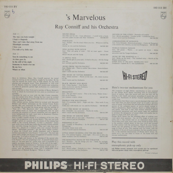 Ray Conniff & His Orchestra – ‘S Marvelous (LP, Album) – akerrecords.nl