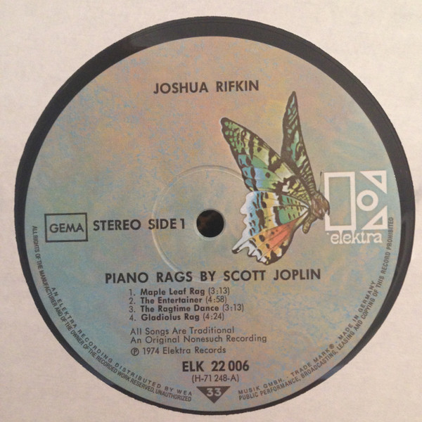 Scott Joplin, Joshua Rifkin - Piano Rags By Scott Joplin (LP, Album) - akerrecords.nl