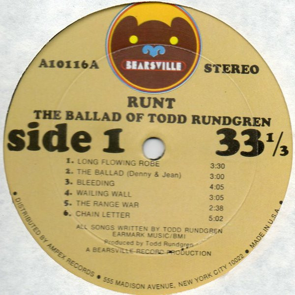 Runt - Runt. The Ballad Of Todd Rundgren (LP, Album, All) - akerrecords.nl