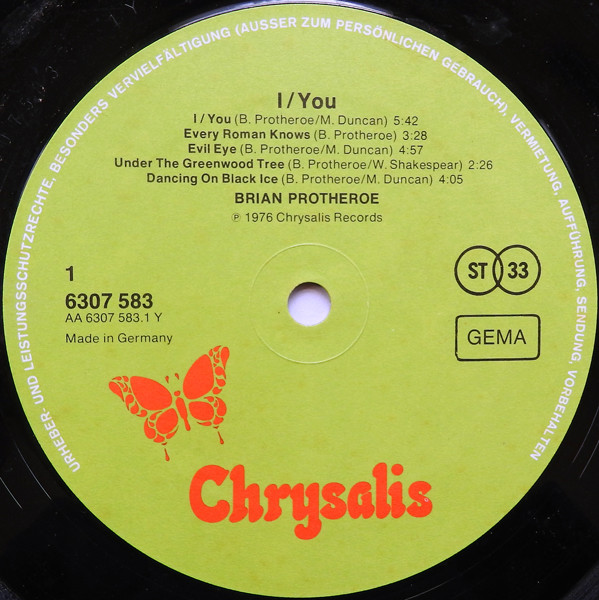 Brian Protheroe - I/You (LP, Album) - akerrecords.nl
