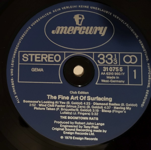 The Boomtown Rats - The Fine Art Of Surfacing (LP, Album, Club ...