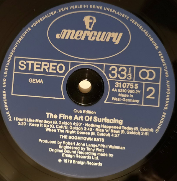 The Boomtown Rats - The Fine Art Of Surfacing (LP, Album, Club ...