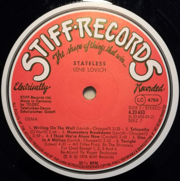 Lene Lovich – Stateless (LP, Album) – akerrecords.nl