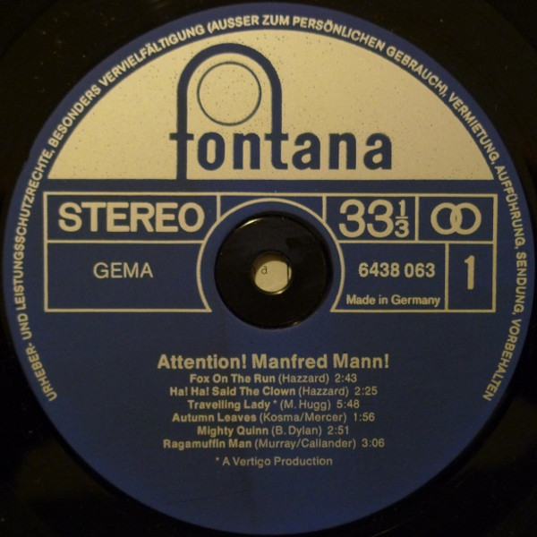 Manfred Mann - Attention! Manfred Mann! (LP, Comp, RE) - akerrecords.nl